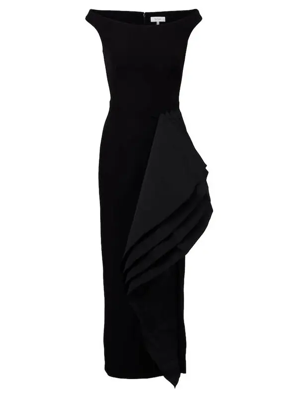 Safiyaa Bree Draped Midi Dress - Black