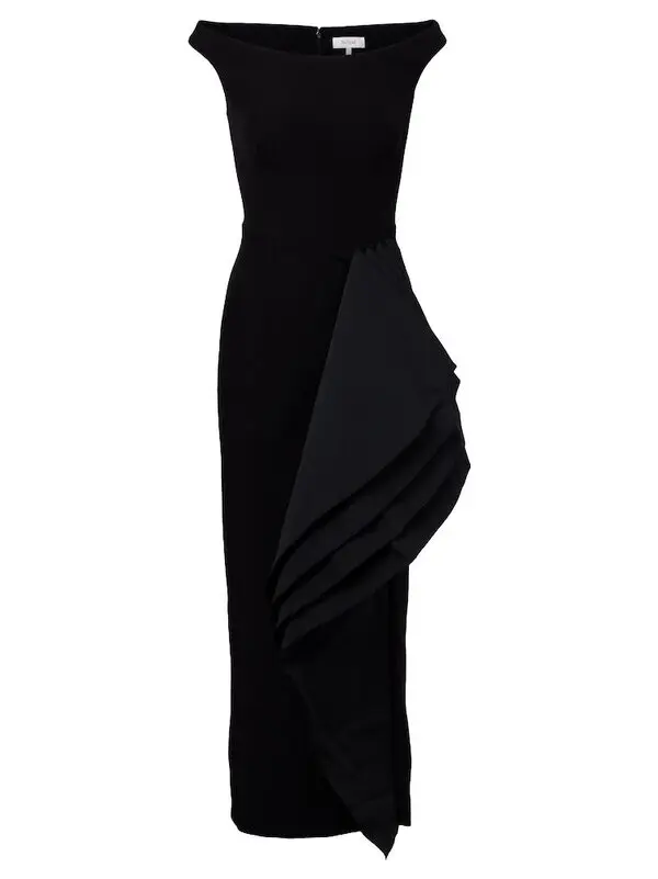 Safiyaa Bree Draped Midi Dress - Black