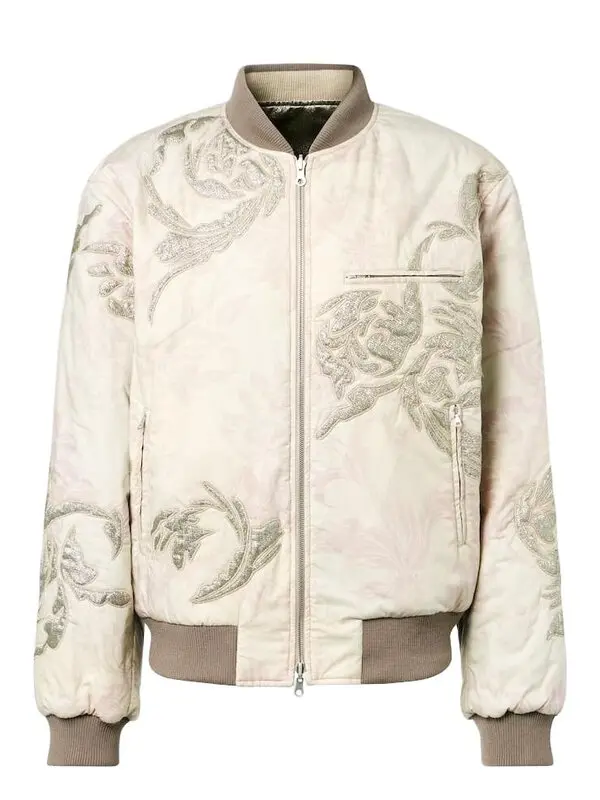 Dries Van Noten Embroidered Cotton Bomber Jacket - Beige