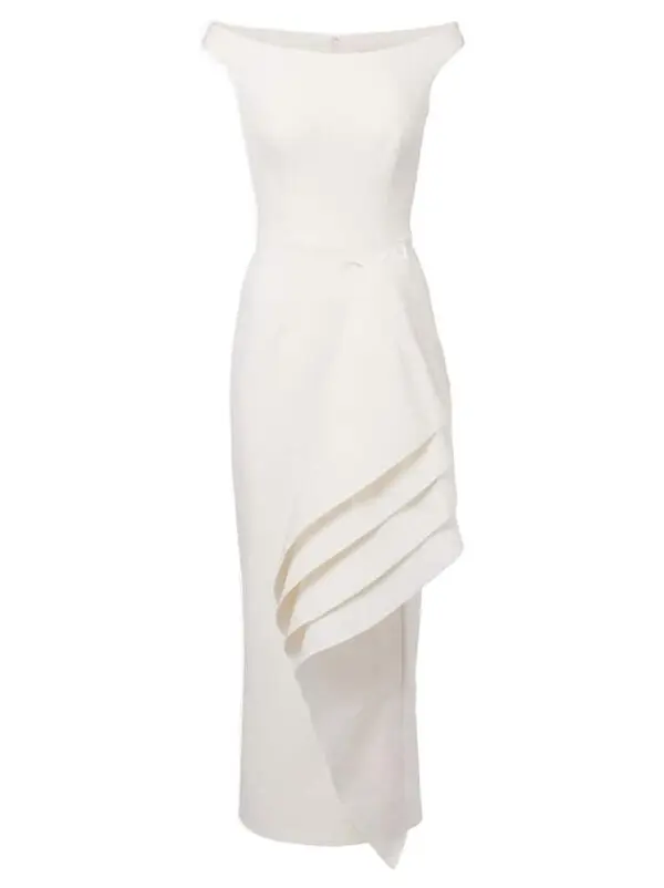 Safiyaa Bree Draped Midi Dress - White
