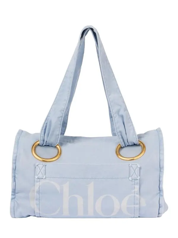 Chloé Logo Cotton Tote Bag - Blue