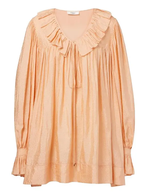 Chloé Ruffled Jacquard Minidress - Pink
