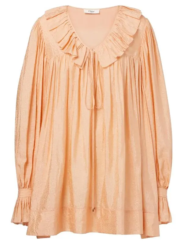 Chloé Ruffled Jacquard Minidress - Pink