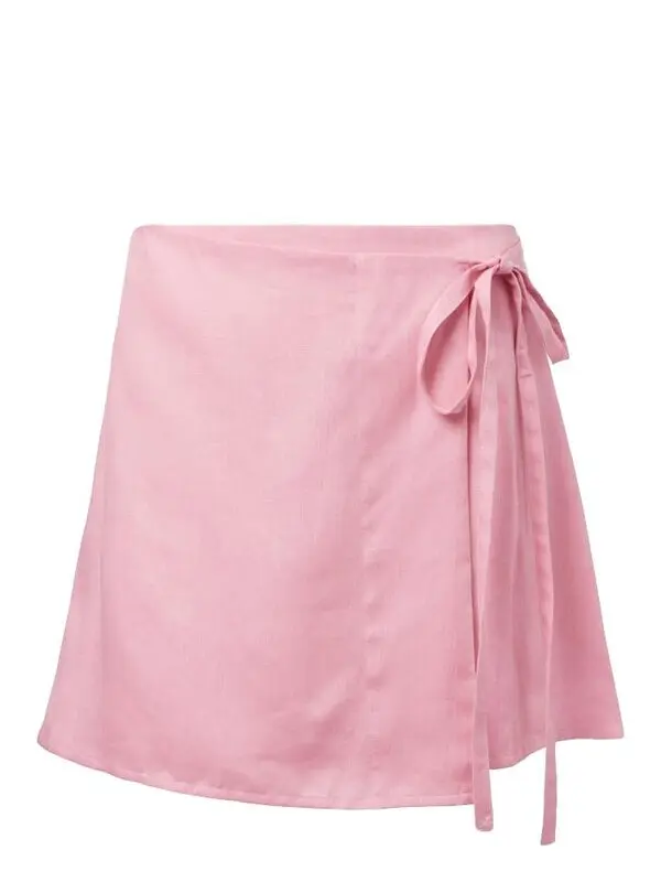 Asceno Positano Linen Miniskirt - Pink