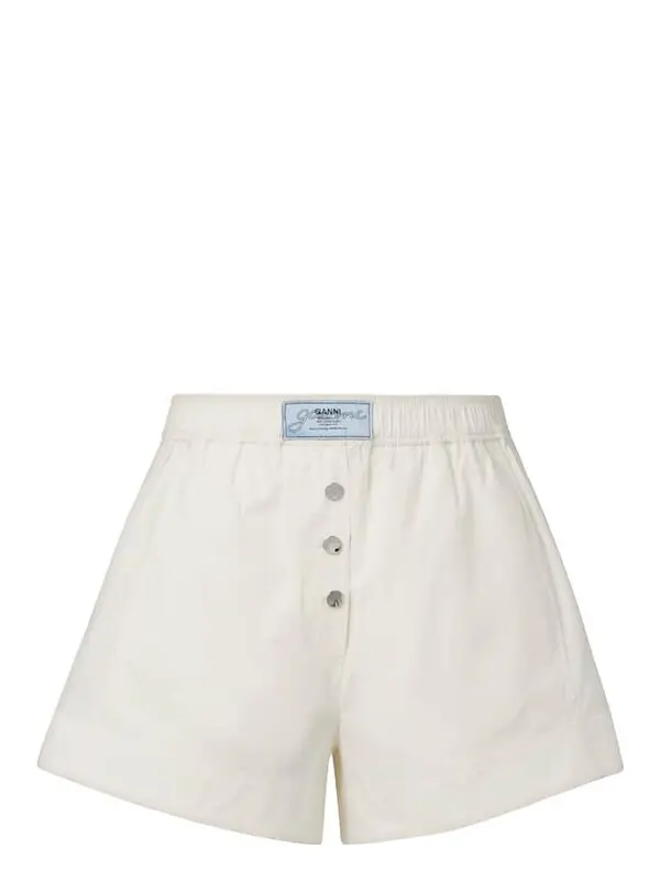 GANNI Cotton-blend Shorts - White