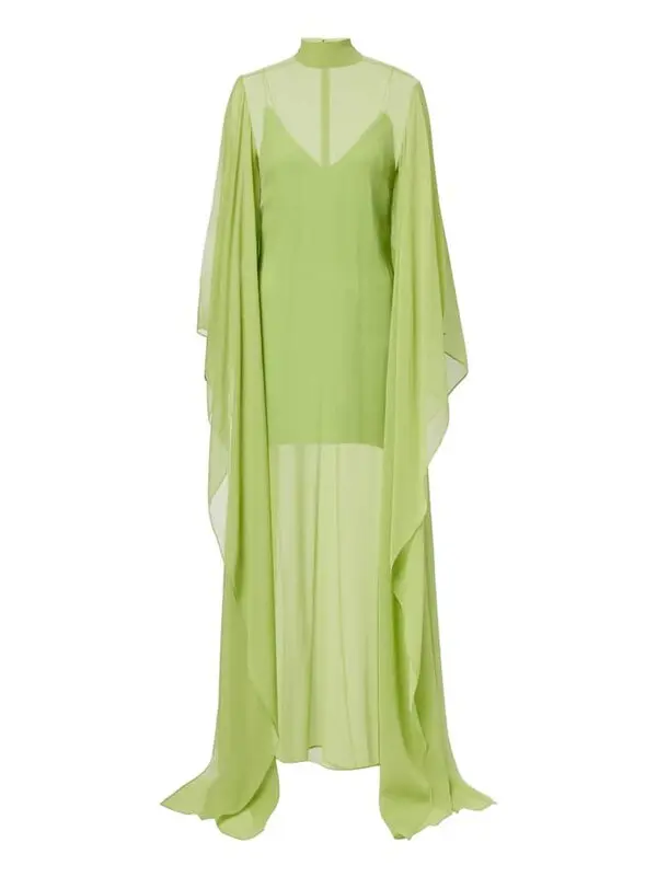 TALLER MARMO Lanzarote Semi-sheer Silk Kaftan - Green