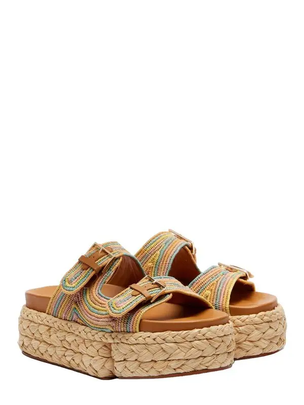 Clergerie Quinie Raffia Platform Slides - Multicoloured