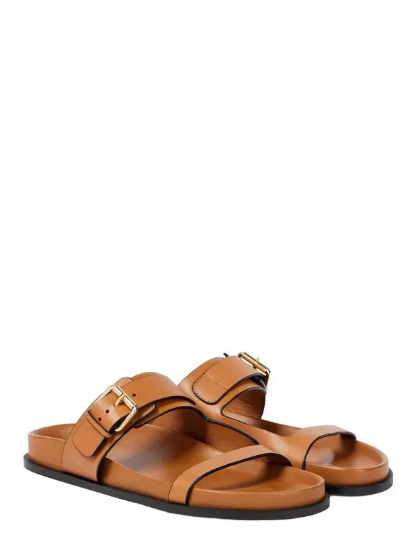 A.emery Prince Leather Slides - Brown