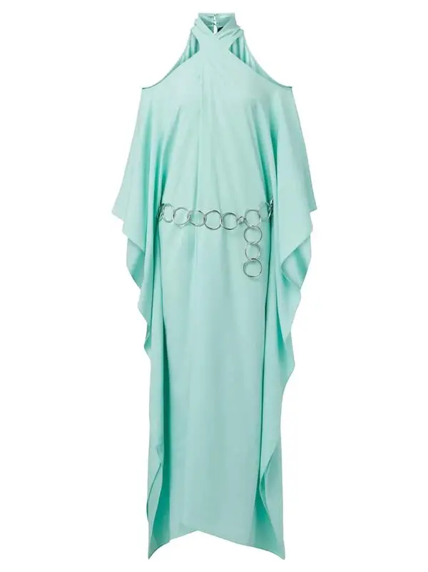 TALLER MARMO Mambo Halterneck Belted Kaftan - Blue