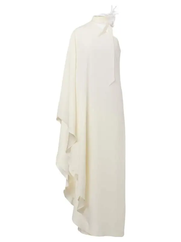 TALLER MARMO Bolkan Garden Feather-trimmed Maxi Dress - White
