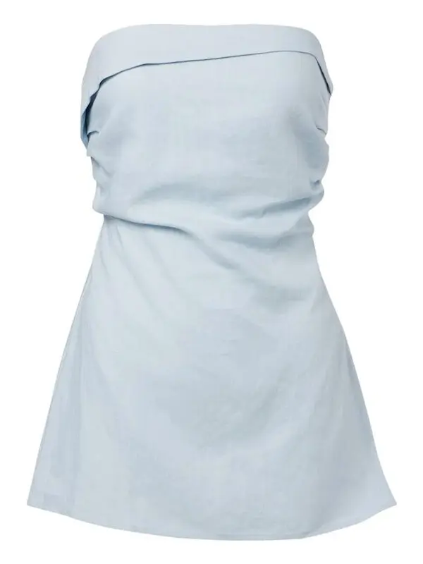 Faithfull The Brand Boe Strapless Linen Tunic Top - Blue