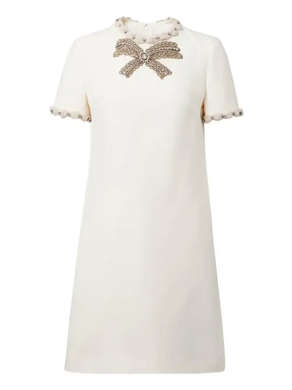 Valentino Garavani Embellished Wool And Silk Minidress - White