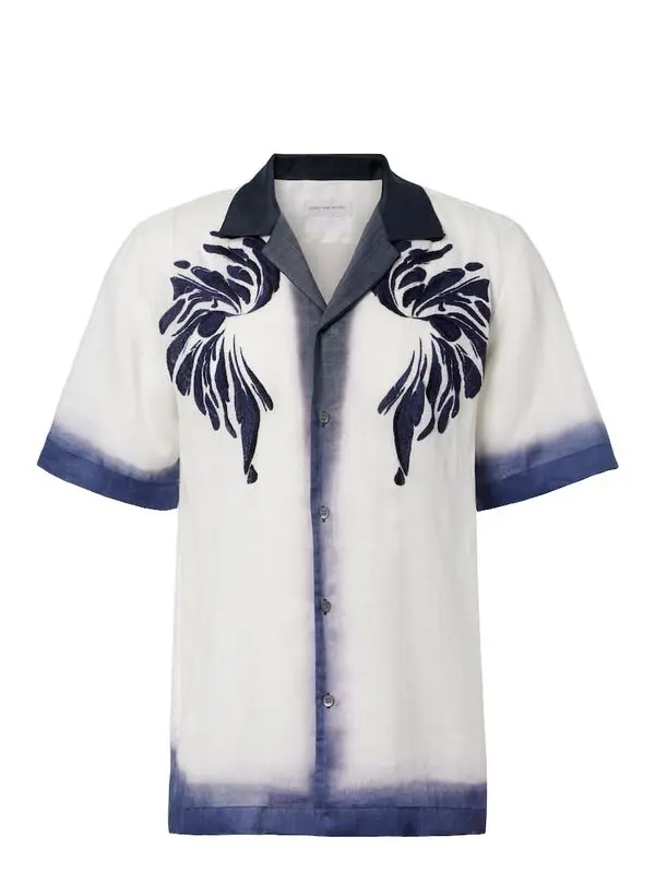 Dries Van Noten Embroidered Bowling Shirt - Blue