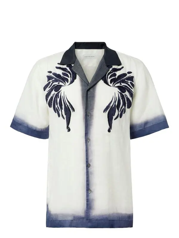 Dries Van Noten Embroidered Bowling Shirt - Blue