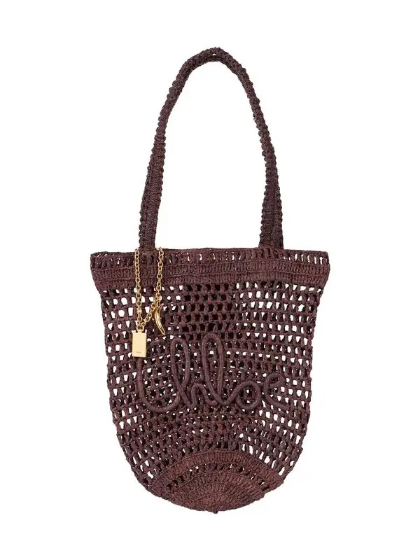 Chloé Raffia Banana Tote Bag - Brown