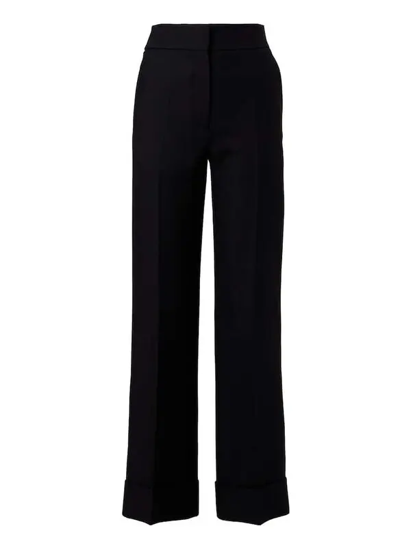 Valentino Garavani Wool And Silk Wide-leg Pants - Black
