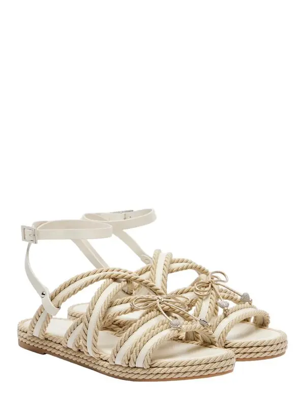 Mach & Mach Embellished Woven Sandals - Neutrals