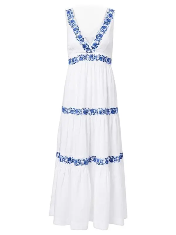 Heidi Klein Embroidered Cotton Maxi Dress - White