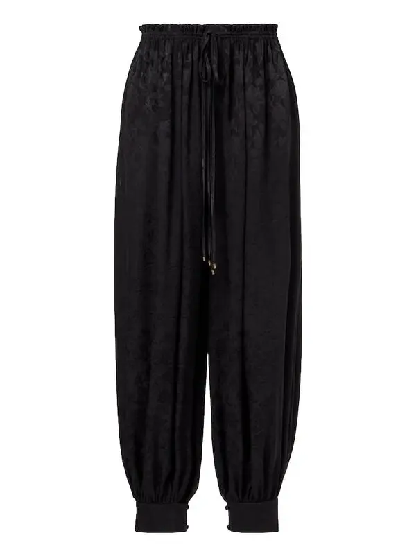 Chloé Silk Jacquard Wide-leg Pants - Black