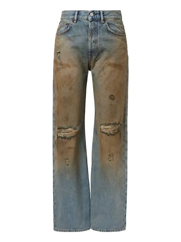 Acne Studios Distressed Wide-leg Mid-rise Jeans - Blue