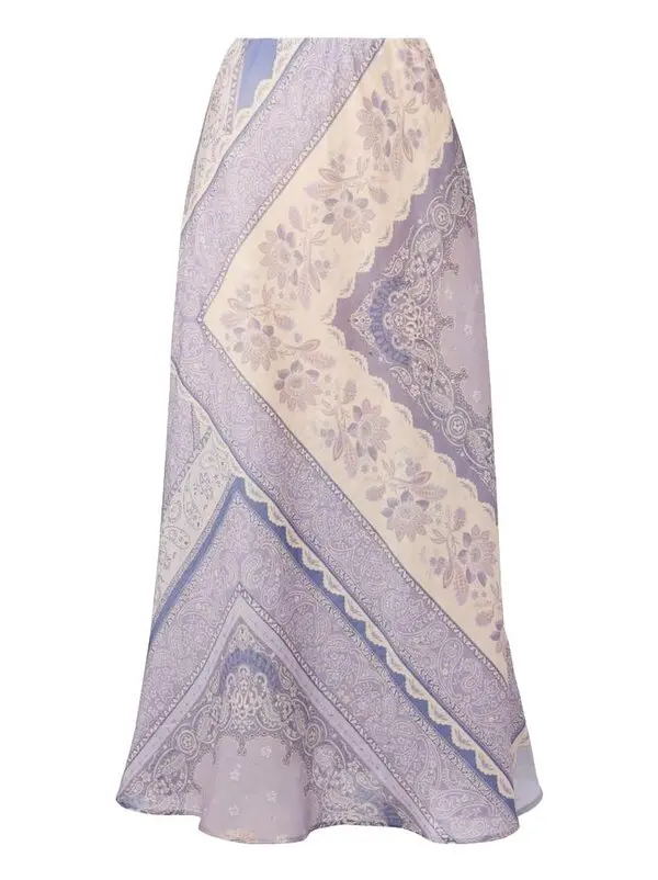 Zimmermann Lucky Printed Linen Skirt - Purple
