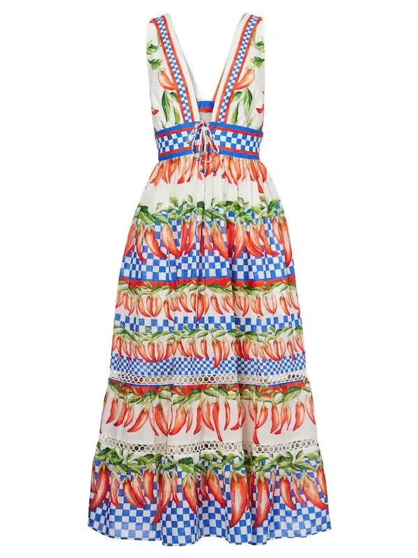 Farm Rio Printed Cotton Midi Dress - Multicoloured