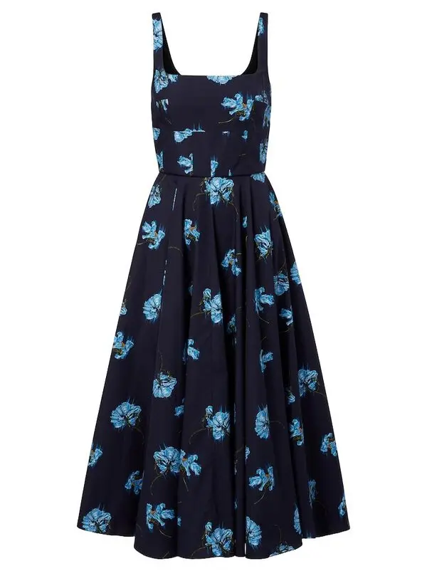 EMILIA WICKSTEAD Floral Cotton Midi Dress - Blue