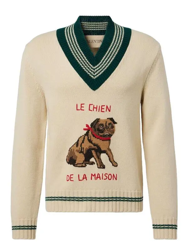 Valentino Garavani Wool Jacquard Sweater - Neutrals