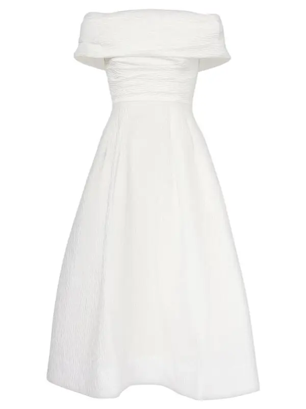 Rebecca Vallance Adalyn Off-shoulder Brocade Midi Dress - White
