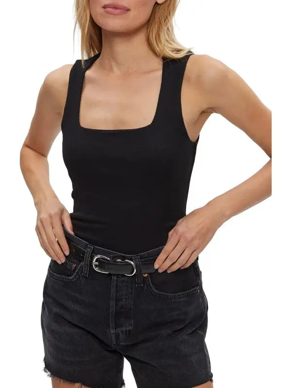 Michael Stars Maribel Square Neck Tank - Black