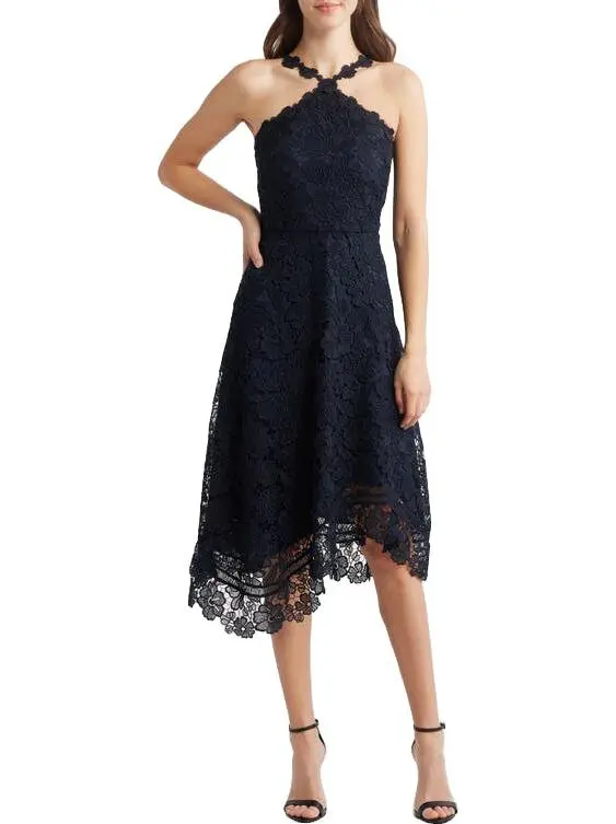 Eliza J Floral Lace Sleeveless Dress - Navy