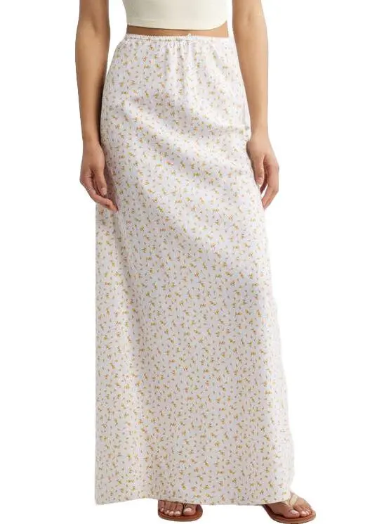 Bp. Maxi Skirt - White- Yellow Soft Abby Floral