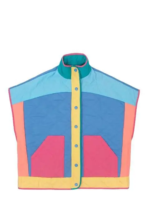 MOKUYOBI Quilted Poncho Vest - Lagoon