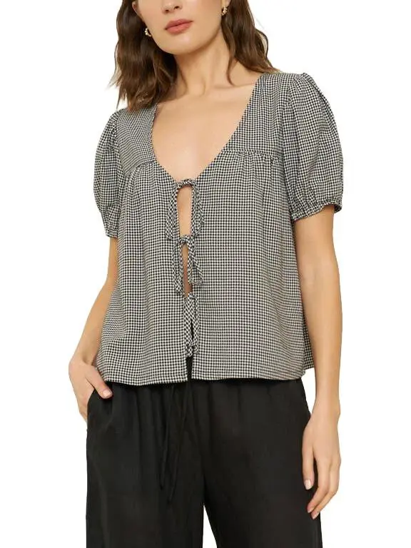 WHIMSY + ROW Birdie Top - Black Gingham