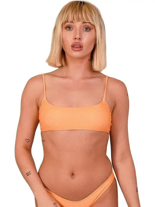 OOSC Tangerine Squeeze Lace Up Crop Bikini Top - Orange