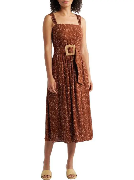 Eliza J Buckle Fit & Flare Sundress - Brown
