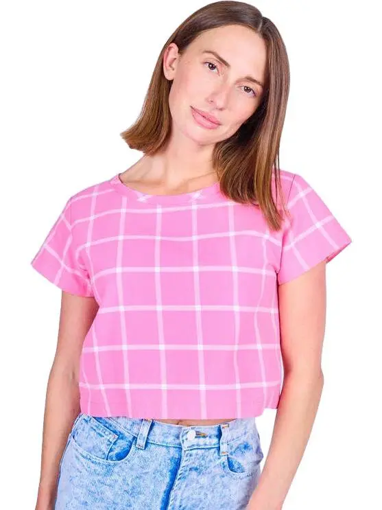 MOKUYOBI Grid Crop Top - Pinky