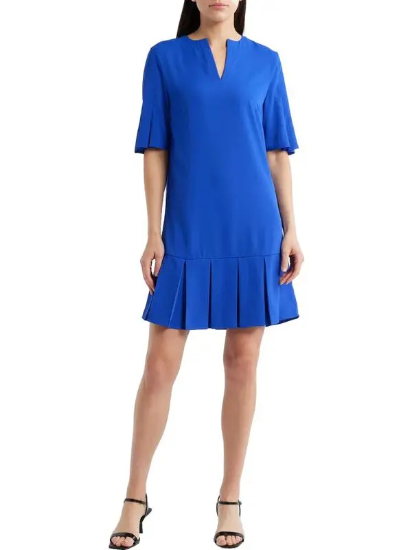 Ming Wang A-line Pleated Dress - Sapphire Sea