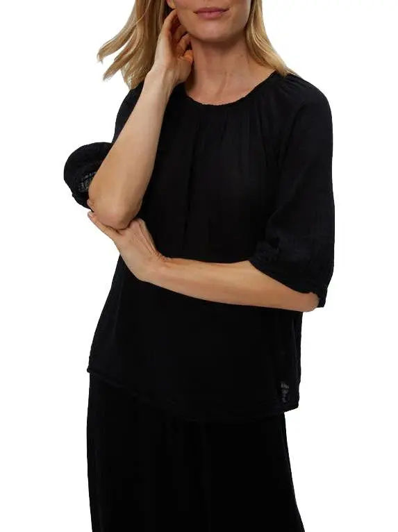 Michael Stars Jane Puff Sleeve Top - Black