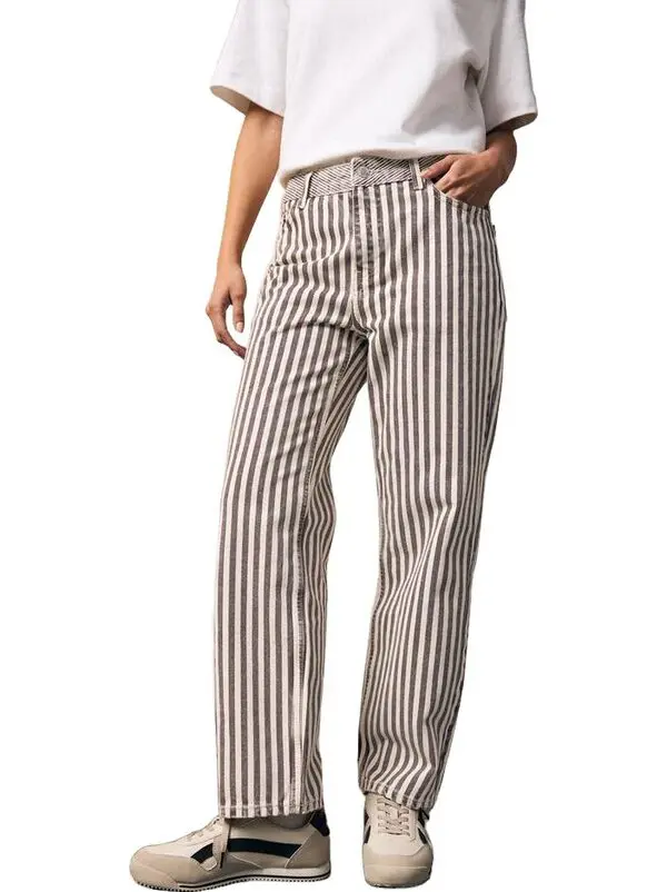 NEXT Striped Straight-leg Jeans - Neutral