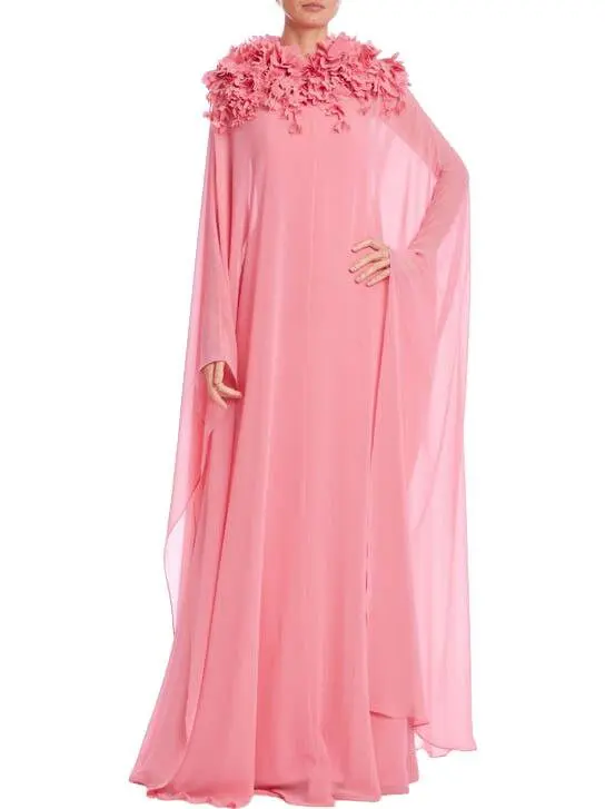 Badgley Mischka Strapless Gown With Caftan Overlay - Sea Coral