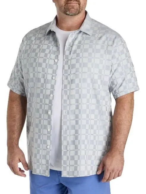 TRUE NATION BY DXL Big & Tall Abstract Print Sport Shirt - Blue