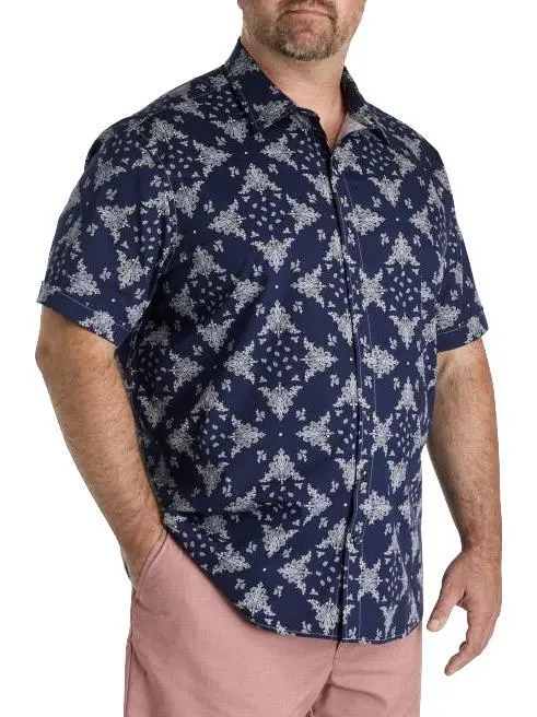 SYNRGY BY DXL Big & Tall Bandana Print Sport Shirt - Navy
