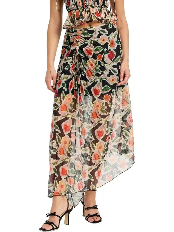 EN SAISON Eden Pleated Maxi Skirt - Black Red