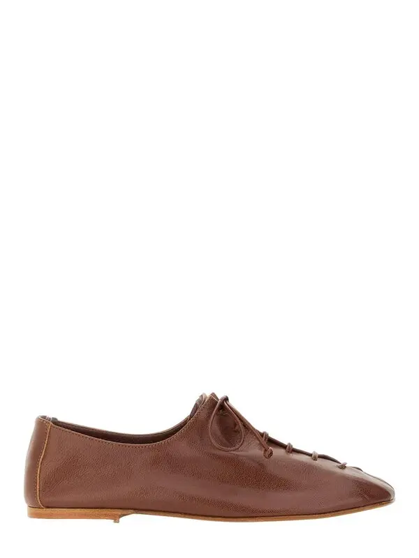 Hereu Oxford Lace-up Flat Shoes - Brown