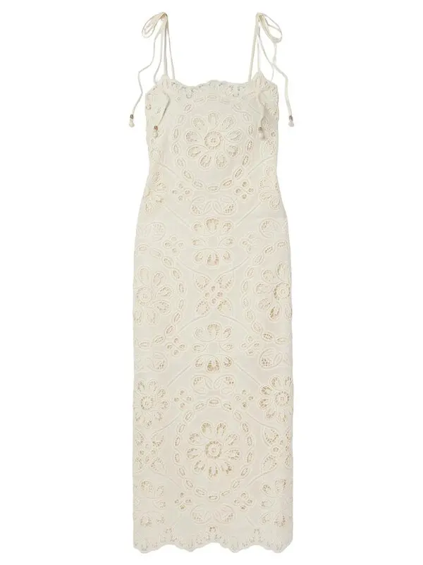 Zimmermann Rhiannon Guipure Lace-trimmed Voile Midi Dress - Ivory