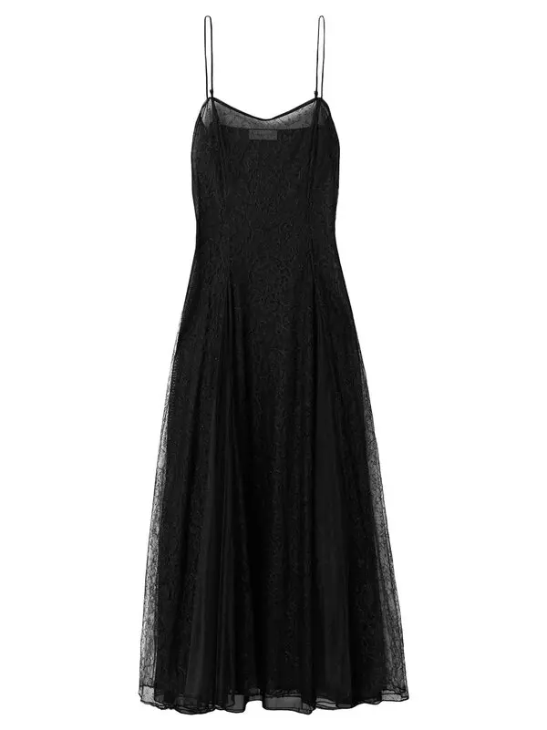 Veronica De Piante Gigi Tulle-paneled Chantilly Lace Maxi Dress - Black