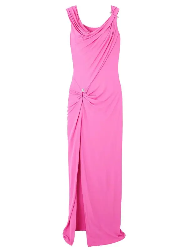 Versace Embellished Draped Stretch-jersey Gown - Pink