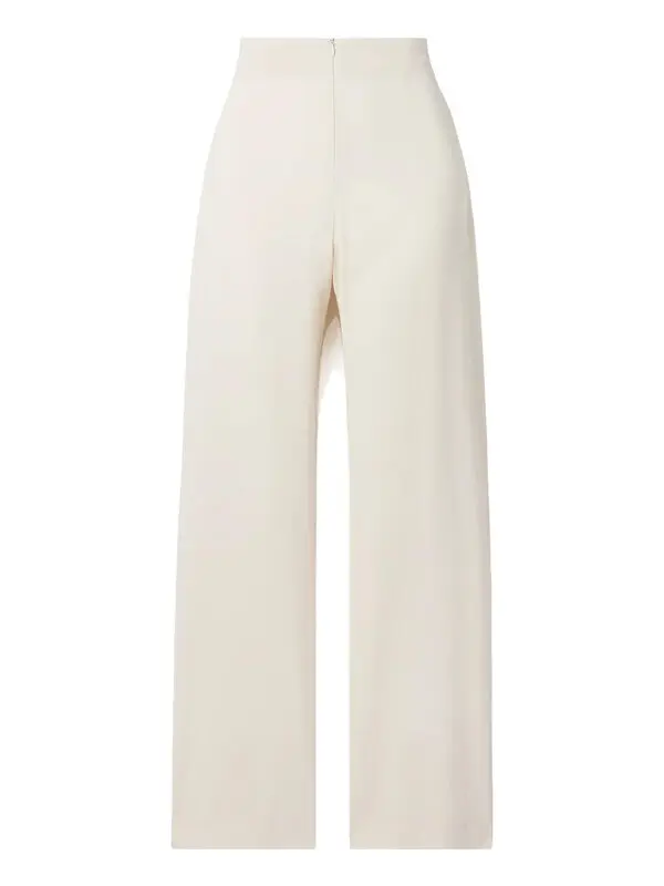 CORTANA Asa Linen-blend Crepe Straight-leg Pants - Neutrals