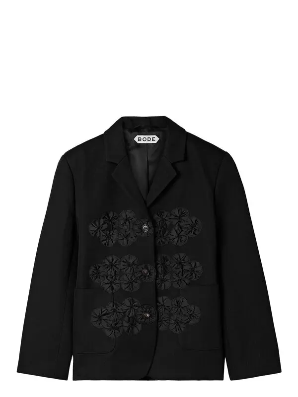 BODE Ribbon Garland Cotton-twill Jacket - Black